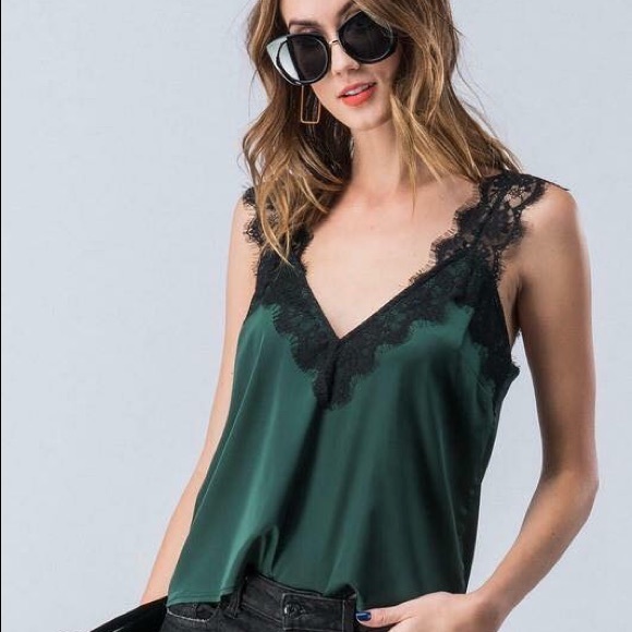 Tops | Hunter Green Lace Top | Poshmark